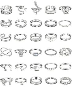 if you 30 pcs vintage knuckle rings set, boho butterfly snake stackable finger rings for women, silver midi rings pack