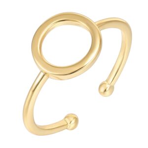 pavoi 14k yellow gold karma open circle ring | gold plated adjustable rings for women | stackable rings