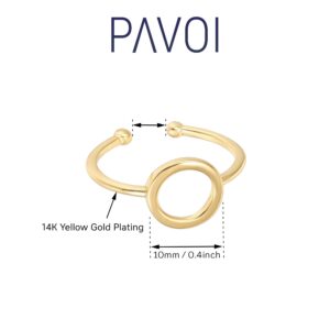 PAVOI 14K Yellow Gold Karma Open Circle Ring | Gold Plated Adjustable Rings for Women | Stackable Rings