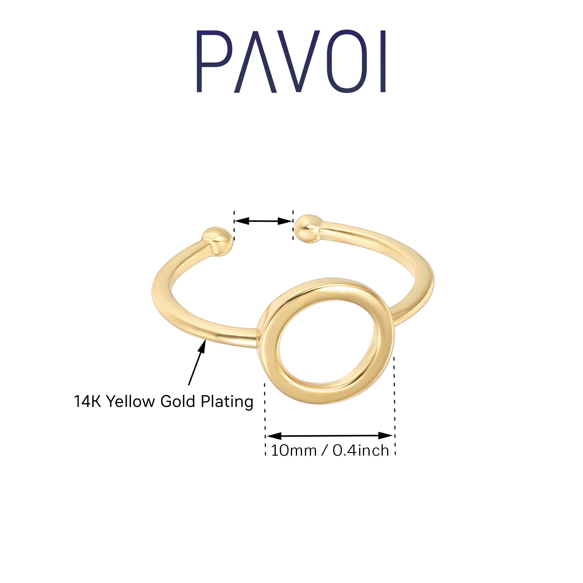 PAVOI 14K Yellow Gold Karma Open Circle Ring | Gold Plated Adjustable Rings for Women | Stackable Rings