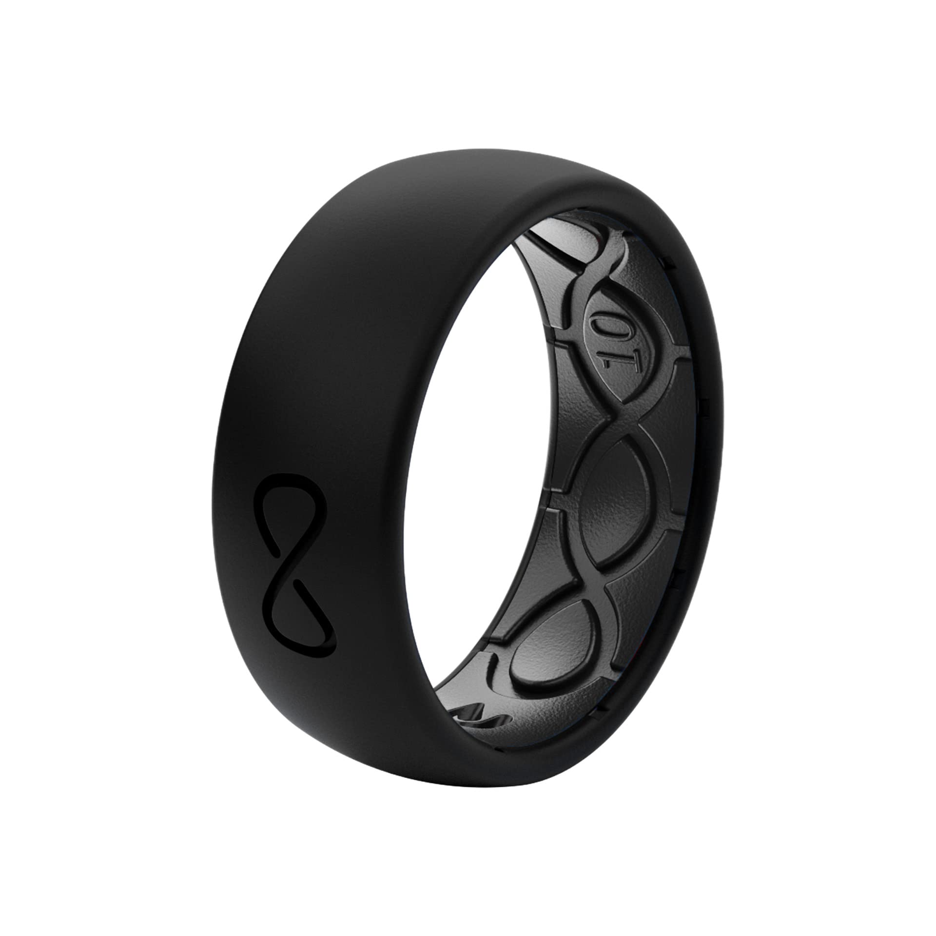 Groove Life Solid Black/Black Ring - Breathable Silicone Wedding Rings for Men, Lifetime Coverage, Unique Design, Comfort Fit Ring - Size 12