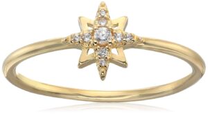 amazon essentials 18k yellow gold over sterling silver cubic zirconia north star ring, size 7 (previously amazon collection)