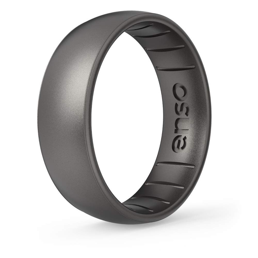 Enso Rings Classic Elements Silicone Ring Infused with Precious Elements – Wedding Engagement Band – 6.6mm Wide, 1.75mm Thick (Platinum, 11)