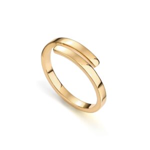 pavoi 14k gold plated twist stacking ring l bands for women (yellow plated, 8)