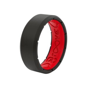 Groove Life Edge Black/Red Silicone Ring - Breathable Rubber Wedding Rings for Men, Lifetime Coverage, Unique Design, Comfort Fit Ring - Size 11