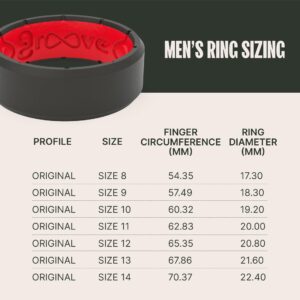 Groove Life Edge Black/Red Silicone Ring - Breathable Rubber Wedding Rings for Men, Lifetime Coverage, Unique Design, Comfort Fit Ring - Size 11