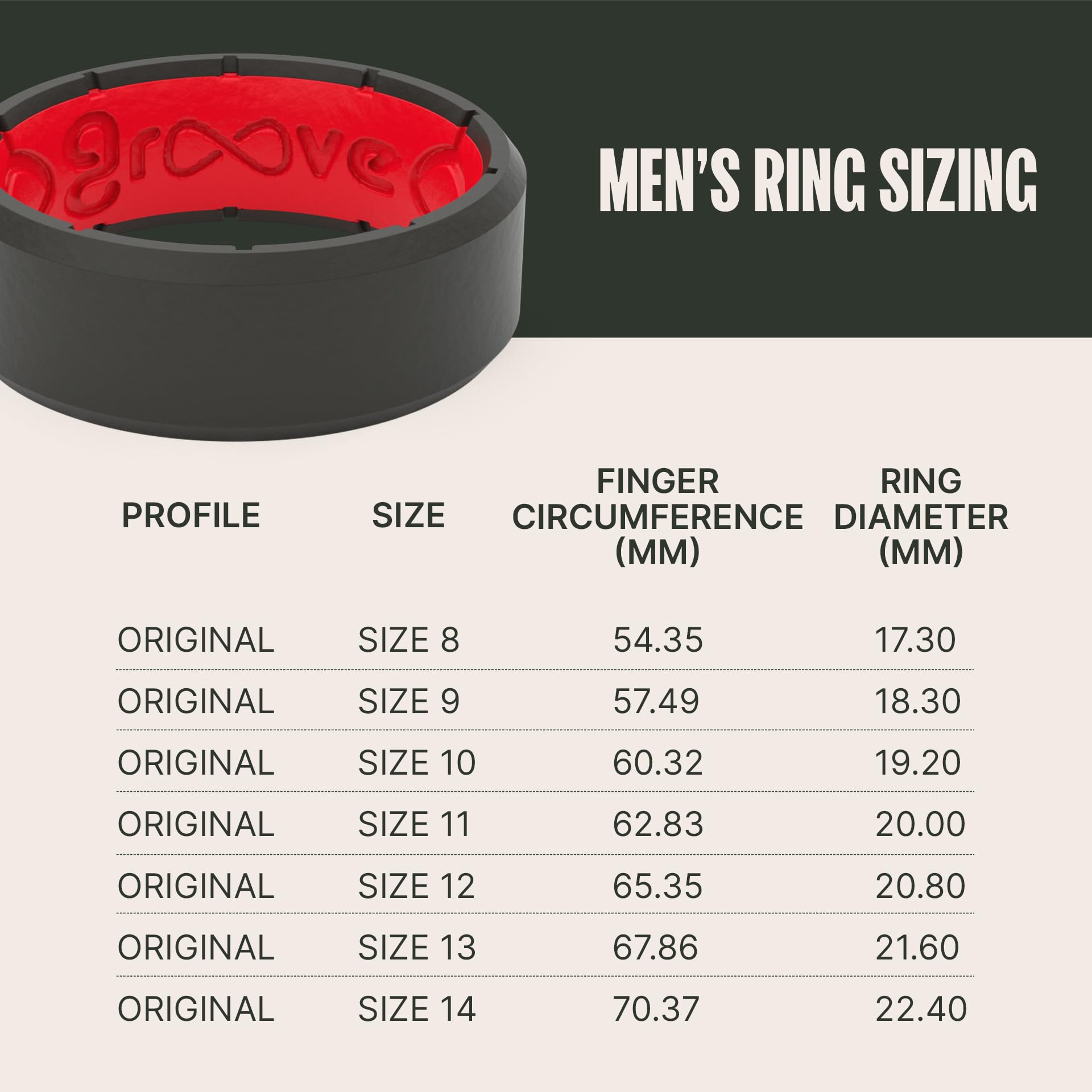 Groove Life Edge Black/Red Silicone Ring - Breathable Rubber Wedding Rings for Men, Lifetime Coverage, Unique Design, Comfort Fit Ring - Size 11