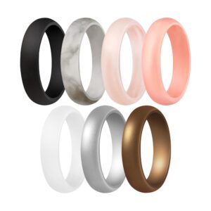 thunderfit women’s silicone wedding rings, rubber engagement bands 5.5mm wide 2mm thick - 1/2/3/4/5/6/7 variety multipack