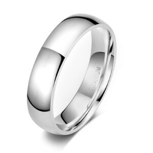 tigrade 2mm 4mm 6mm 8mm titanium ring plain dome high polished wedding band comfort fit size 4-15, 6mm, silver, size 8