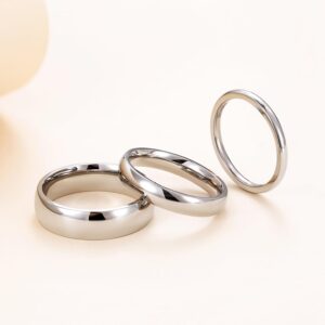 TIGRADE 2mm 4mm 6mm 8mm Titanium Ring Plain Dome High Polished Wedding Band Comfort Fit Size 4-15, 6mm, Silver, Size 8