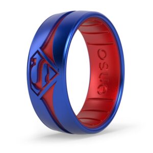 enso rings dc comics collection - breathable silicone ring - etched design - comfortable and safe - superman - size 11