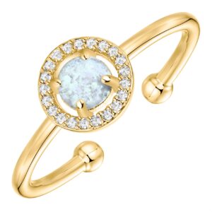 pavoi 14k yellow gold plated white opal ring, adjustable | gold rings for women