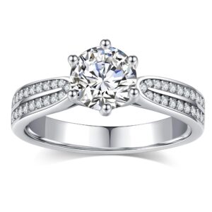 @mintswag-yang moissanite engagement rings for women,1.0 ct womens engagement rings moissanite rings s925 sterling silver with 14k white gold plated halo promise wedding rings d color excellent round cut size 9