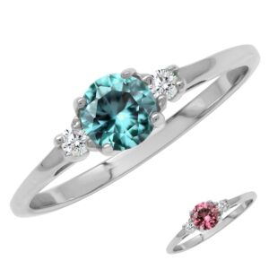 silvershake petite created color change alexandrite and white cubic zirconia 925 sterling silver promise ring size 6