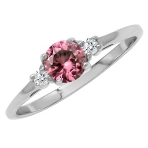 Silvershake Petite Created Color Change Alexandrite and White Cubic Zirconia 925 Sterling Silver Promise Ring Size 6