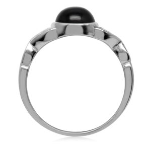 Silvershake 7mm Natural Black Onyx 925 Sterling Silver Victorian Style Solitaire Ring Size 7