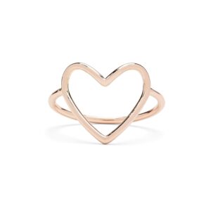 pura vida rose gold-plated statement big heart stackable ring - brass band, stylish design - size 6