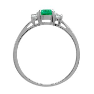 Silvershake Petite Green Nano Emerald & White CZ 925 Sterling Silver Promise Ring Size 5