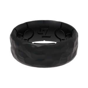 groove life zeus hammered graphite silicone ring breathable rubber wedding rings for men, lifetime coverage, unique design, comfort fit ring - size 13