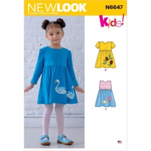 new look un6647a sewing pattern n6647 toddlers' dresses with appliques, various, white