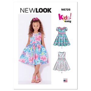 new look easy toddlers' and children's dress sewing pattern kit, code n6726, sizes 1/2-1-2-3-4-5-6-7-8, multicolor