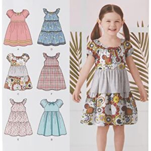 Simplicity Learn To Sew Patterned Girl's Dress Sewing Pattern Template, Sizes 3-8