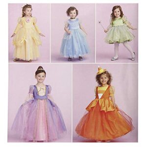 simplicity 1303 girl's halloween costume princess dress sewing pattern, sizes bb (3-6)