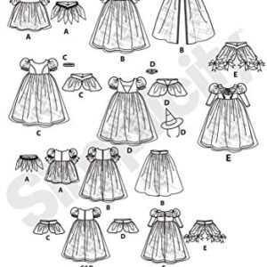 SIMPLICITY 1303 Girl's Halloween Costume Princess Dress Sewing Pattern, Sizes BB (3-6)