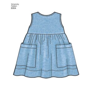 Simplicity US8304A Baby Gear Toddler's Leggings, Dress, Bibs, and Headband Sewing Patterns, Sizes XXS-L