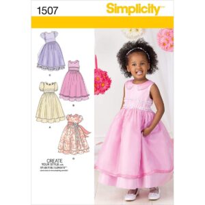 simplicity 1507 toddler girl's formal dress sewing pattern, sizes 4-8