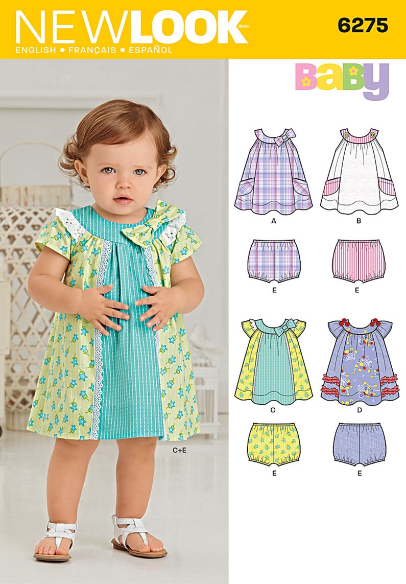 Simplicity Creative Patterns New Look 6275 Babies' Dress and Panties, A (NB-Small-Medium-Large)