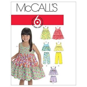 mccall's patterns m6017 toddlers'/children's tops, dresses, shorts and pants, size cb (1-2-3)