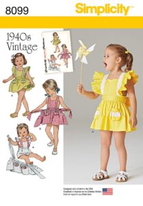 simplicity 8099 vintage toddler romper and skirt sewing pattern, sizes 1/2-4