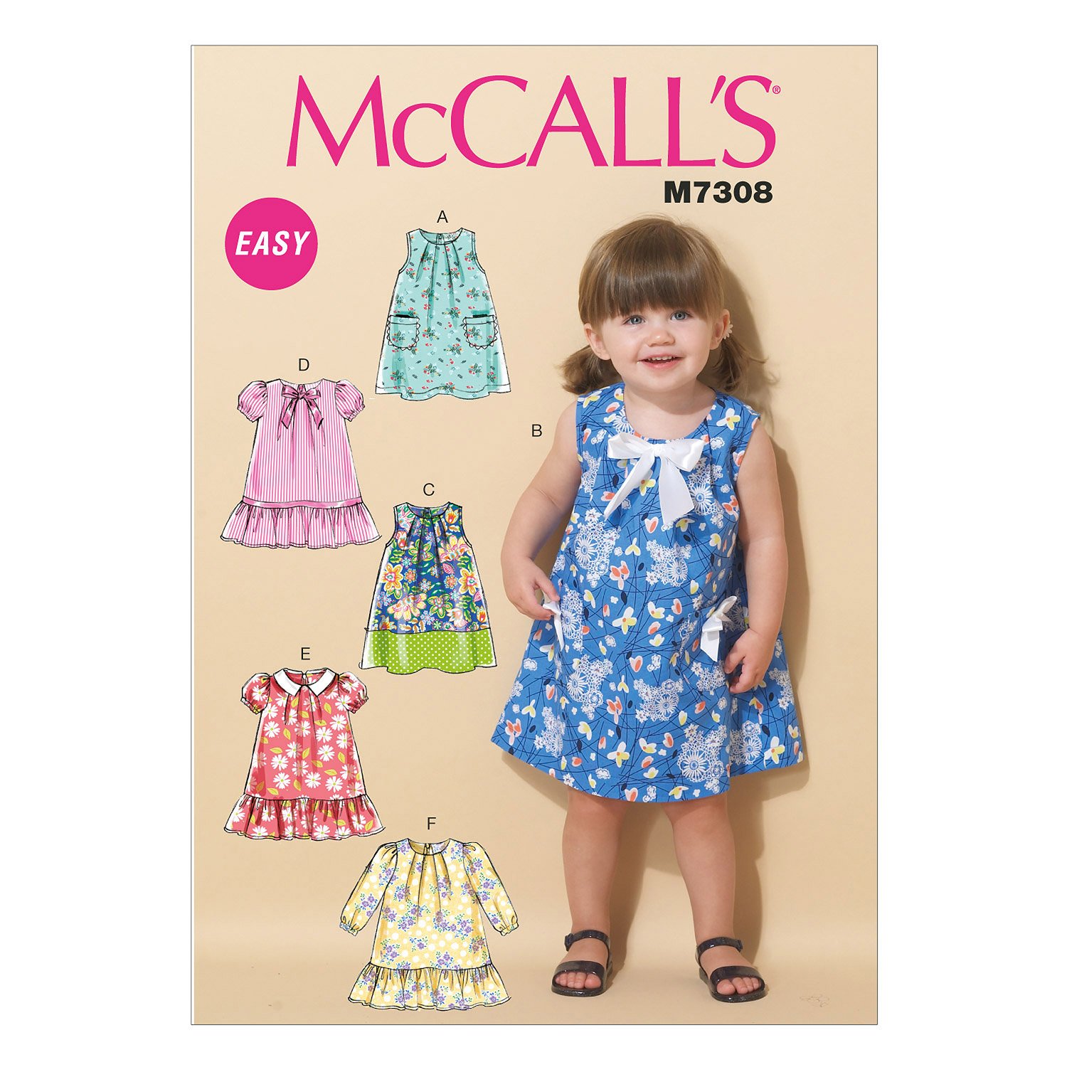 McCall's Patterns M7308 Toddlers' Tent Dresses, CCB