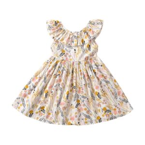 toddler baby girl sun dress wildflower floral seaside beach dress overall outfits onepiece(yellow,80/1-2t)