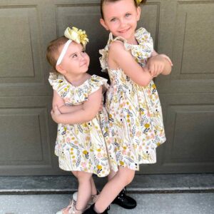 Toddler Baby Girl Sun Dress Wildflower Floral Seaside Beach Dress Overall Outfits Onepiece(Yellow,80/1-2T)