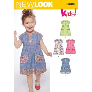 new look pattern 6485 toddlers' dress or tunic with fabric variations