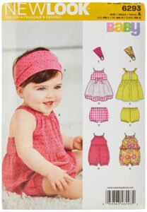 simplicity creative patterns new look 6292 babies' romper, dress, panties and headband, a (nb-small-medium-large)