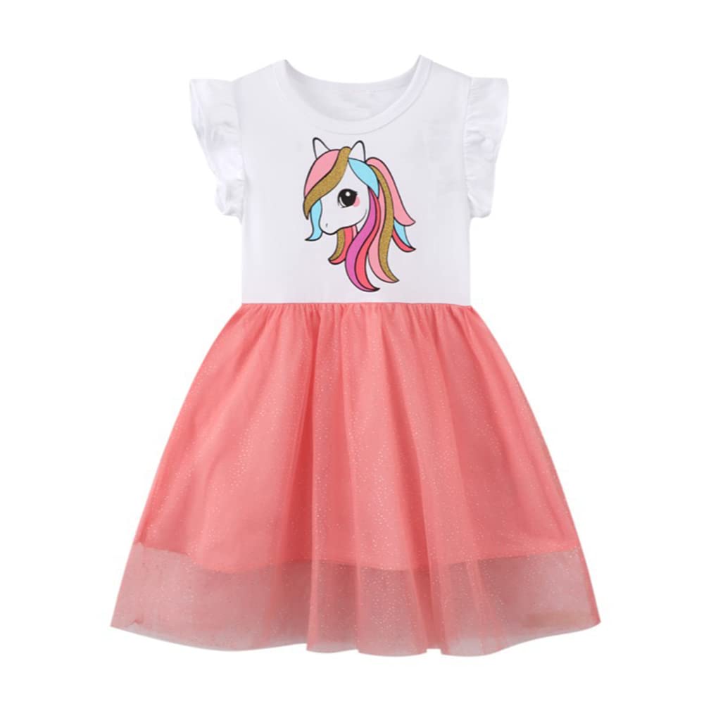 Tulle Skirt Toddler Birthday Dress Sleeveless Tutu Dresses for Toddler Girl 4t Summer Dress for Girl 4 Sleeveless Dress for Toddler Girls Size 4T(unicorn116, 4T)