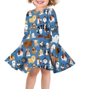 ZPINXIGN Kids Long Sleeve Clothes Puppy Dog Dress Cute Outfits for Girls 5-6 Twirly Swing Dress School Party Casual Fall Outfits