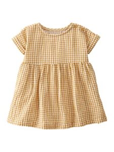 little planet by carter's baby-girls baby & toddler girls' organic cotton dress, gold plaid, 4