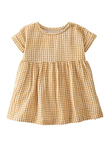 little planet by carter's baby-girls Baby & Toddler Girls' Organic Cotton Dress, Gold Plaid, 4