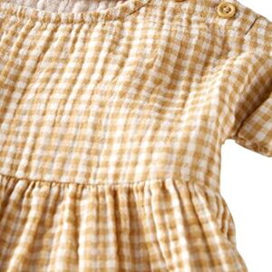 little planet by carter's baby-girls Baby & Toddler Girls' Organic Cotton Dress, Gold Plaid, 4