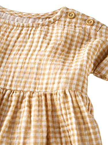 little planet by carter's baby-girls Baby & Toddler Girls' Organic Cotton Dress, Gold Plaid, 4