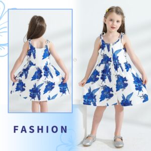 YOUNGER TREE 1-5T Toddler Kids Girls Summer Dress Sling Blue Floral Casual Dress Pattern Girls Party Dress Sleeveless (2-3T, Blue flora strap dress, 2_years)