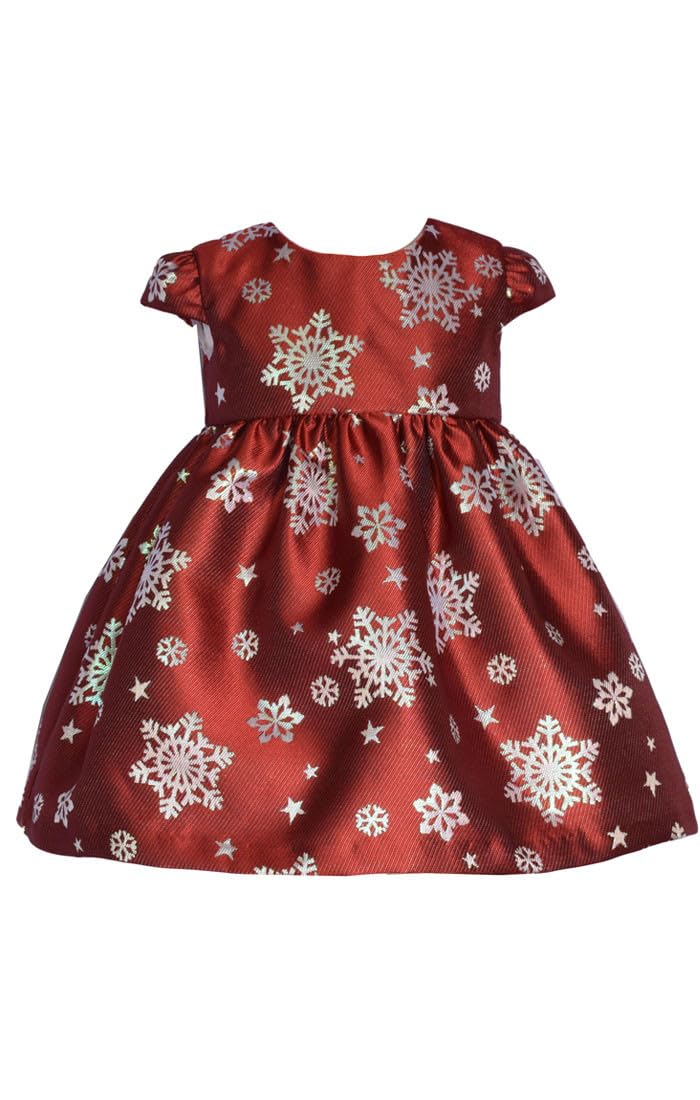 Bonnie Jean Girl's Christmas Holiday Dress - Red Dress with White Faux Fur Jacket for Baby Toddler and Little Girls, Red Snowflake, 6