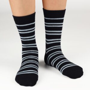 COTTON DAY Kids Boys Crew Dress Socks Bright Colorful Stripes Design 6-8 Years Blue Gray Size M (8)