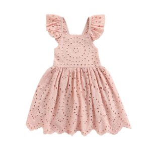 Toddler Baby Girl Dress Boho Linen Lace Baby Dress Sundress Girls Summer Clothes Outifits (Pink, 3-4 T)