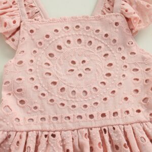 Toddler Baby Girl Dress Boho Linen Lace Baby Dress Sundress Girls Summer Clothes Outifits (Pink, 3-4 T)