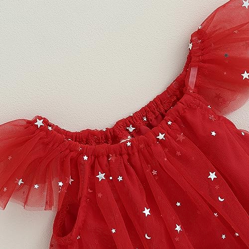 1-5T Baby Girl Sequins Dress Christmas Toddler Clothes Girl Two Piece Outfit Casual Tulle Tutu Dress + Headband Set (A Red, 4-5 Years)